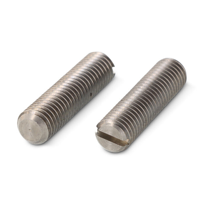 Stift filetat cu cap crestat si varf plat DIN 551 otel inoxidabil A2 ...