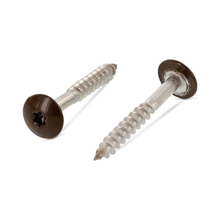 Surub lemn dulgherie cap stea colorat - 4,8 x 25 mm - RAL 8014 - 100 b ...